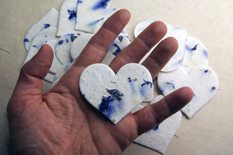 Seed Paper Hearts From Handmade Paper