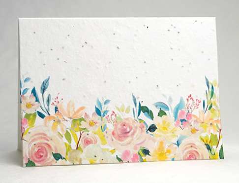 Spring Floral Border Watercolor Seed Paper Card