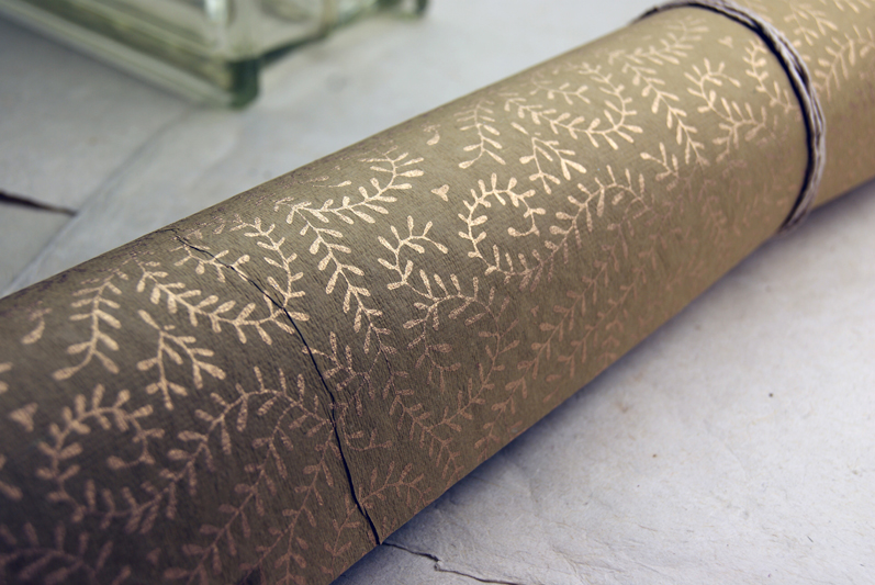Tree Free Handmade Papers - Made in India Brown with Gold tendrils ...